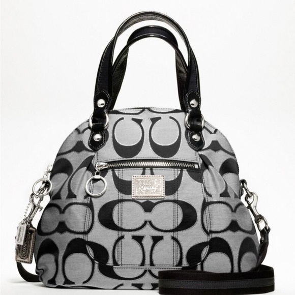 Coach | Bags | Coach Poppy Signature Black And Gray Monogram Crossbody ...